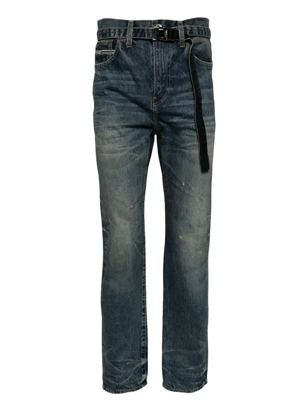 Sacai Washed Slim-fit Jeans - Blue