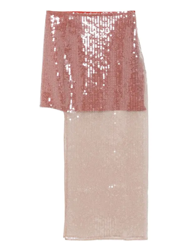 NENSI DOJAKA Asymmetric Sequin Midi Skirt - Brown