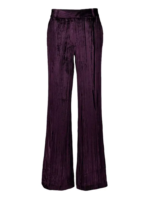 PAULA Plissé Velvet Trousers - Purple