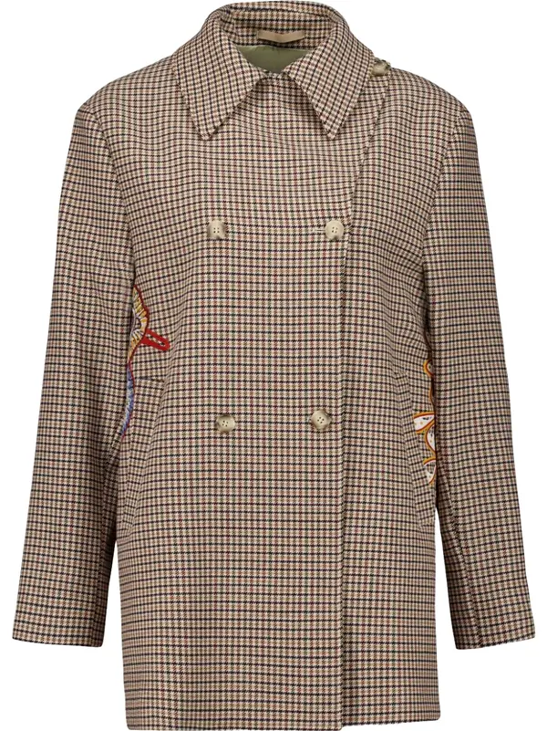 PAULA Houndstooth-check Jacket - Brown