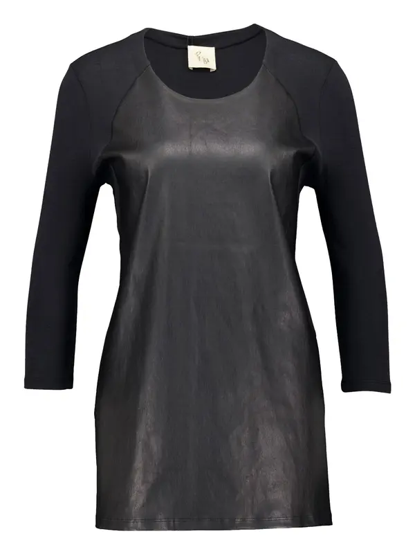 PAULA Leather Long-sleeve T-shirt - Black