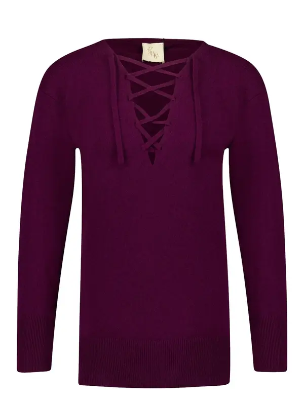 PAULA Lace-up Cashmere Sweater - Purple