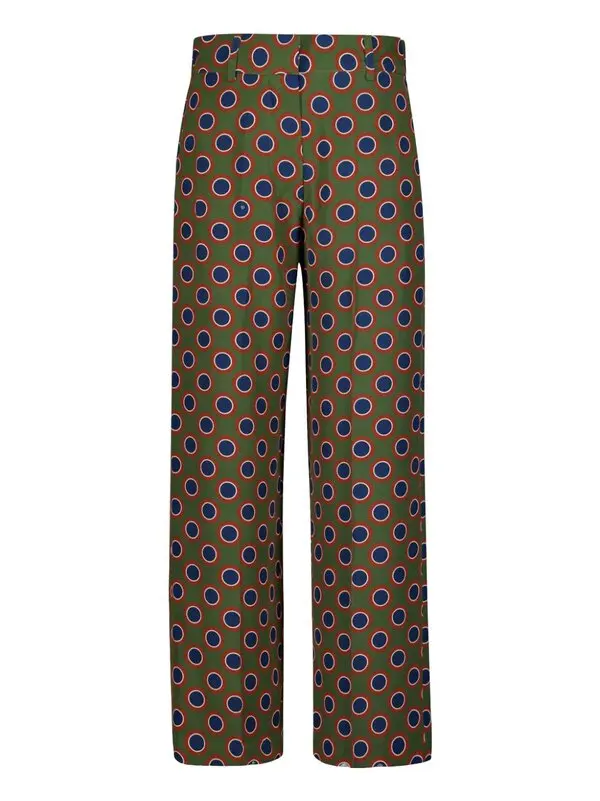 PAULA Printed Silk Trousers - Green