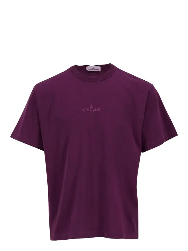 Stone Island Logo Embroidered T-shirt - Purple