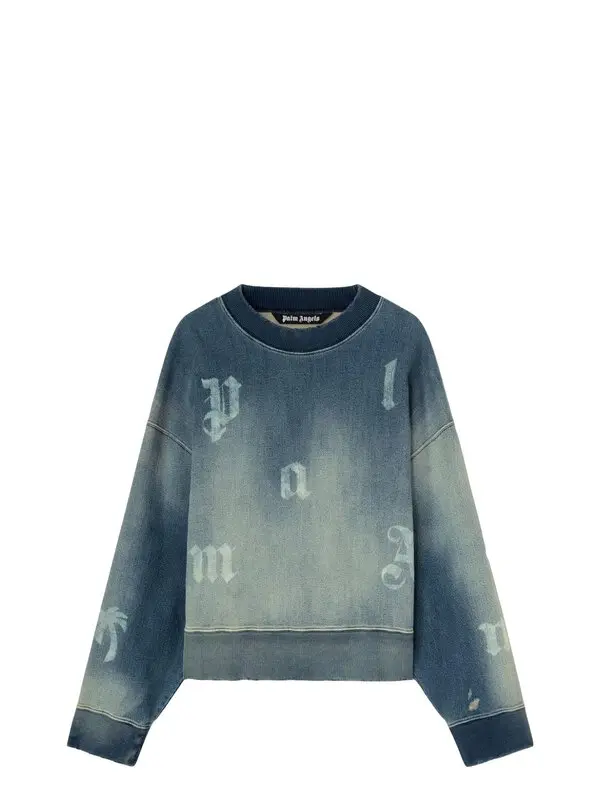 Palm Angels Logo-print Washed Sweatshirt - Blue