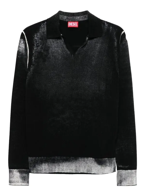 DIESEL® K-lorenzo Collar Polo Sweater - Black
