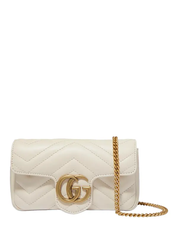 Gucci Gg Marmont Mini Quilted Leather Shoulder Bag - White