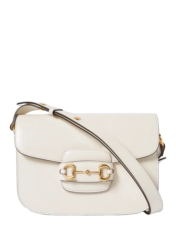 Gucci 1955 Medium Horsebit-detailed Textured-leather Shoulder Bag - White
