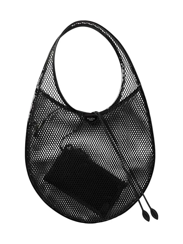 Alaïa - Alaïa Patent-Leather Trimmed Mesh Shoulder Bag