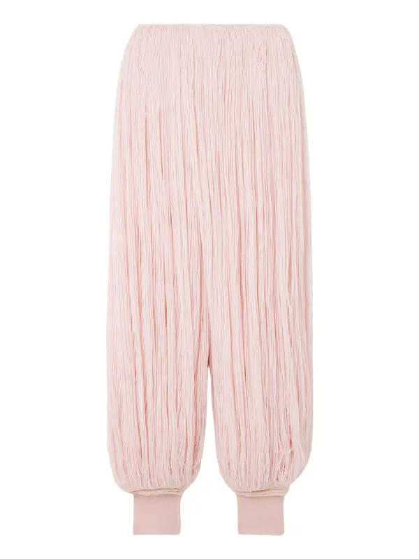 Alaïa Fringed Wool Tapered Pants - Pink
