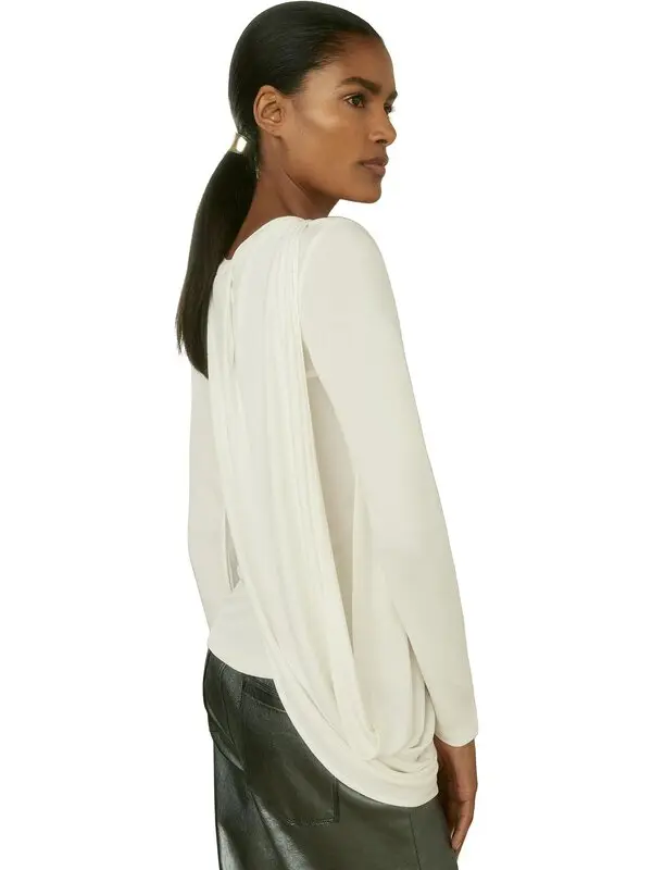 REISS Ellie Draped-jersey Top - Ivory