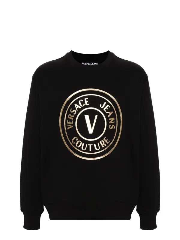 Versace V-emblem Cotton Sweatshirt - Black