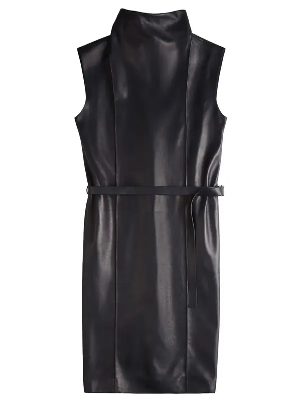 TOD'S Leather Midi Dress - Black