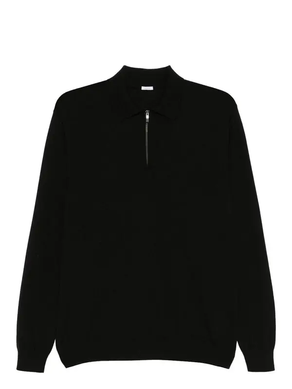 Malo Virgin Wool Polo Shirt - Black