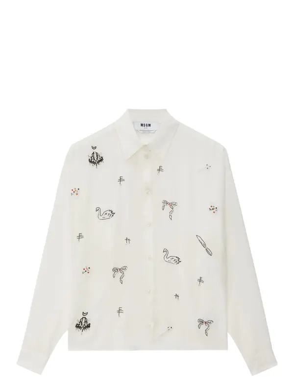 MSGM Beaded Button-up Shirt - White
