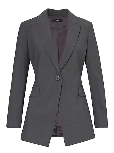 Theory Etiennette Single-breasted Stretch-wool Blazer - Charcoal Melange