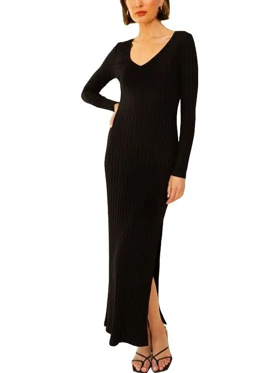 WHIMSY + ROW Ryan Reversible Maxi Dress With Slit - Black
