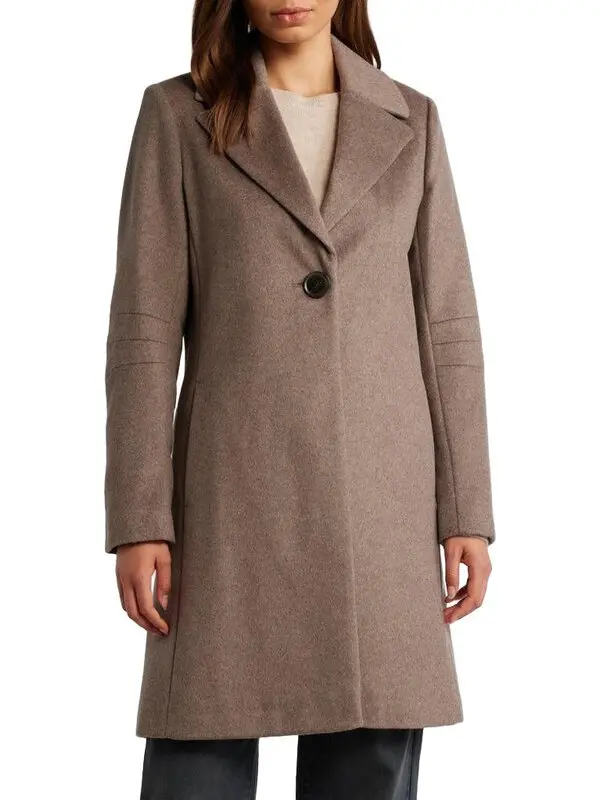 Via Spiga Single Breasted Wool Blend Coat - Portobello