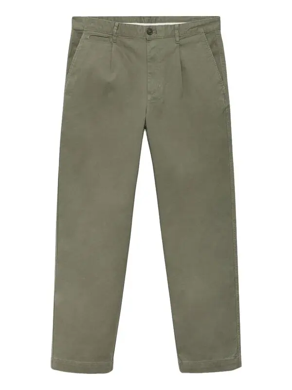 Mango Regular Fit Pleated Stretch Cotton Dress Pants - Pastel Green