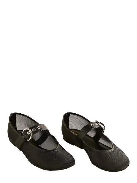 REFORMATION Bethany Ballet Flat - Black Mesh