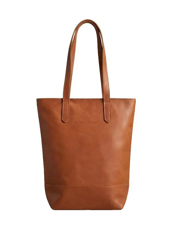 SAREP + ROSE Slender Kenya Leather Tote Bag - Solid Cinnamon
