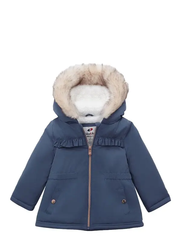 ROKKA&ROLLA Fleece-lined Puffer Parka - Sapphire Blue