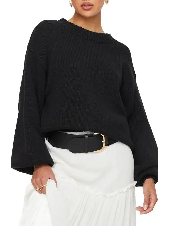 Princess Polly Harmony Balloon Sleeve Sweater - Black