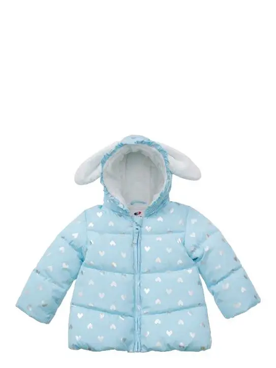 ROKKA&ROLLA Fleece Lined Bunny Puffer Jacket - Sky Blue