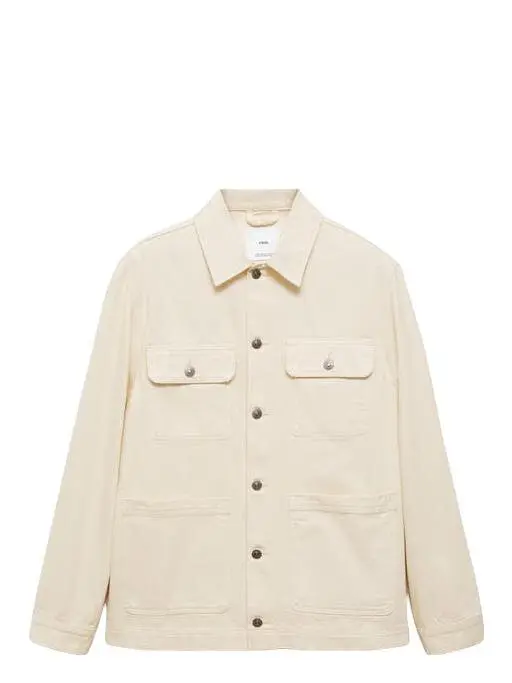 Mango Workwear Denim Overshirt - Ecru
