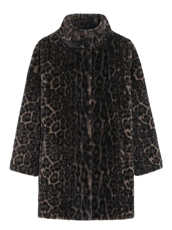 Apparis Blair Leopard Faux Fur Coat - Dark Leopard