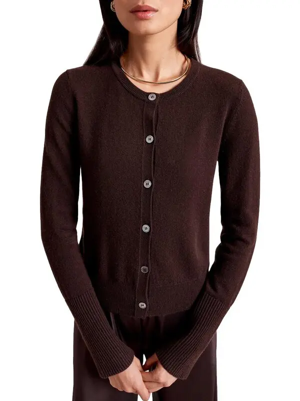 LA LIGNE Cashmere Cardigan - Chocolate