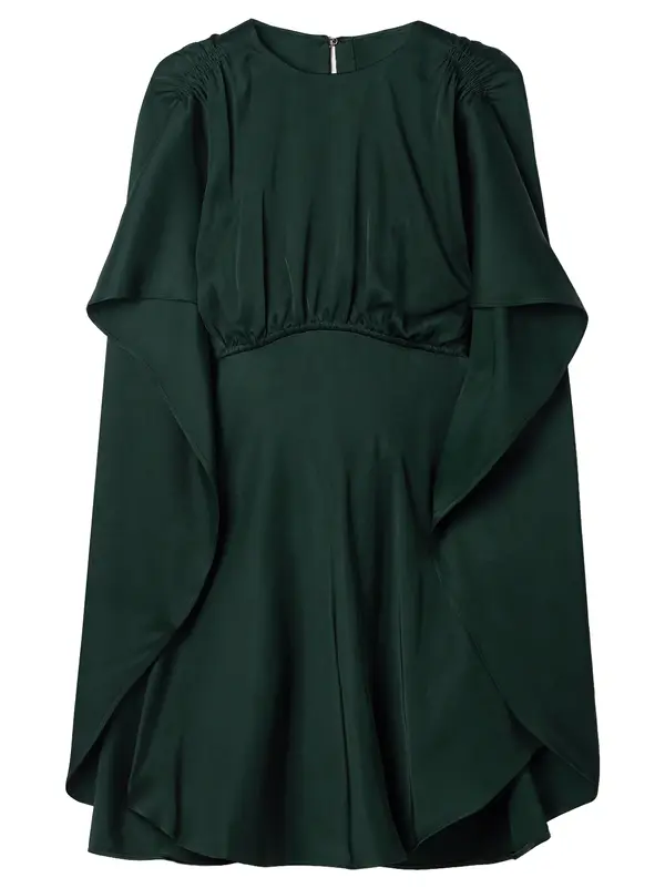 Zimmermann Eden Cape-effect Ruched Mini Dress - Green