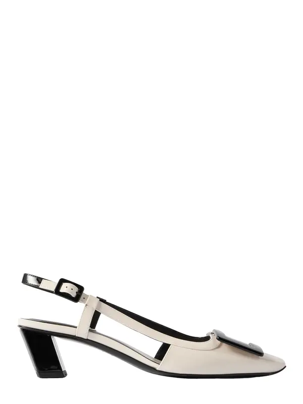 ROGER VIVIER Belle Vivier 45 Two-tone Slingback Pumps - White