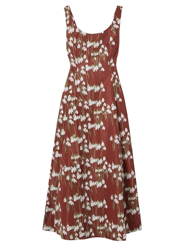 Bernadette Maudette Floral-print Taffeta Midi Dress - Brown