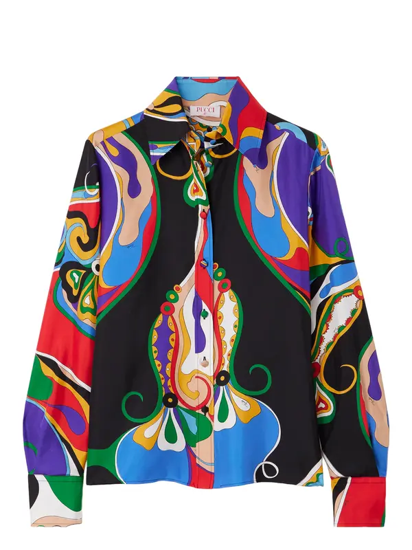 Emilio Pucci Printed Silk-twill Shirt - Multi