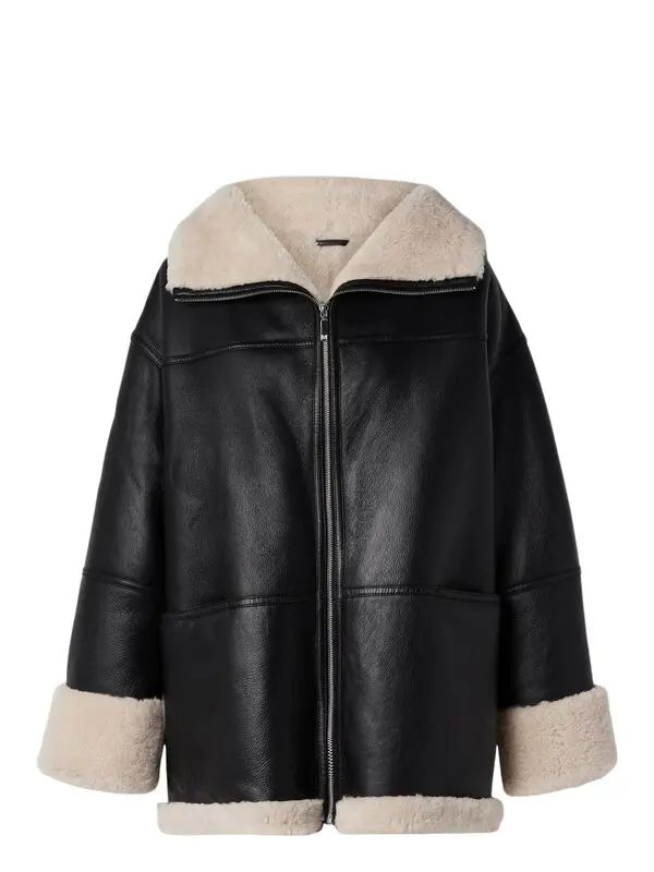 TOTEME Two-tone Shearling Jacket - Black