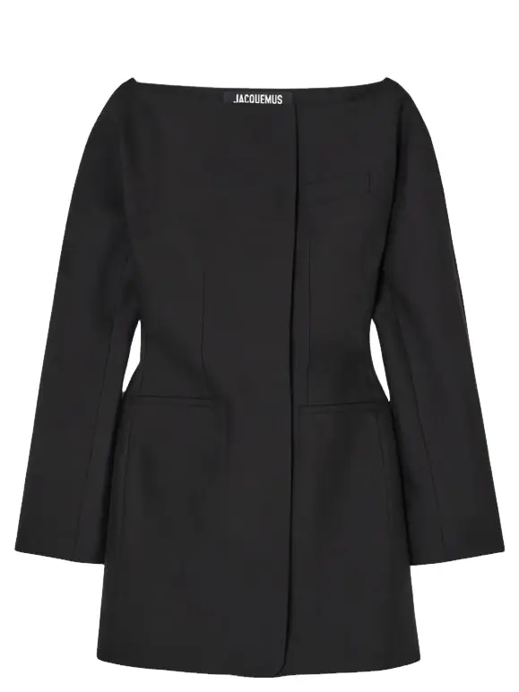 Jacquemus Spalla Wool And Silk-blend Mini Dress - Black