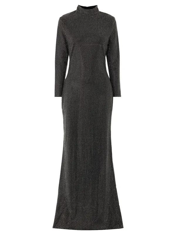 Solace London Vivienne Crystal-embellished Gown - Black