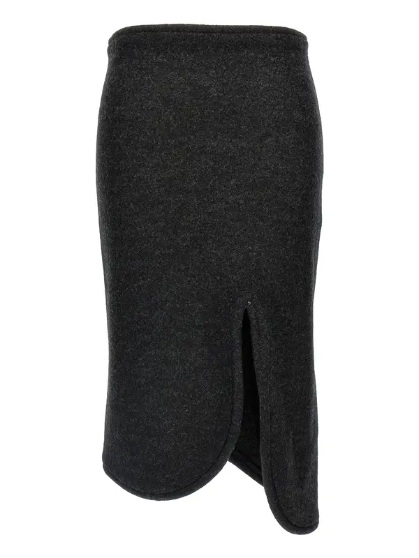 Victoria Beckham Padded Tube Detail Wool Skirt - Gray