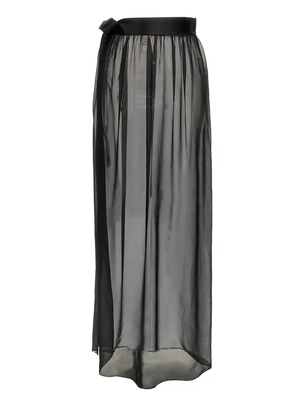 Dolce & Gabbana Chiffon Long Skirt - Black