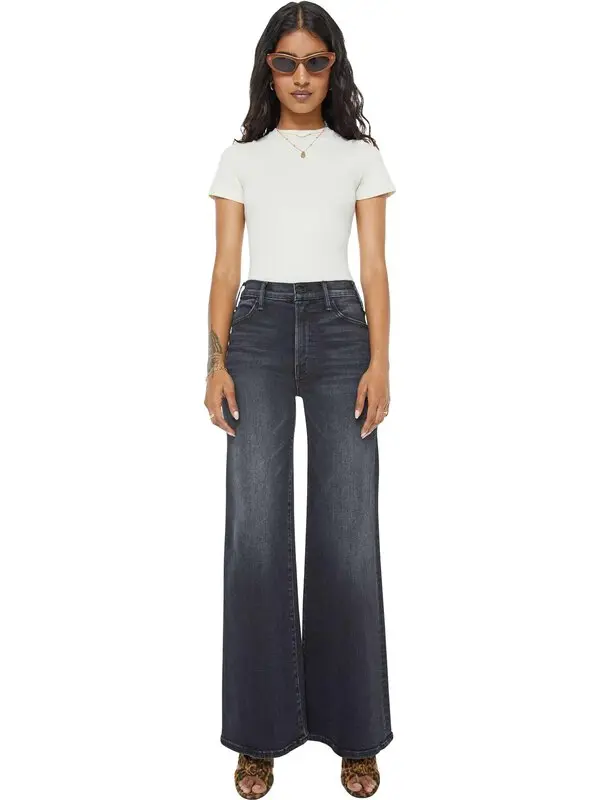 MOTHER Petites The Lil Hustler Roller Sneak Jeans - Black