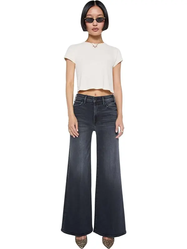 MOTHER Petites The Lil Hustler Roller Sneak Jeans - Black