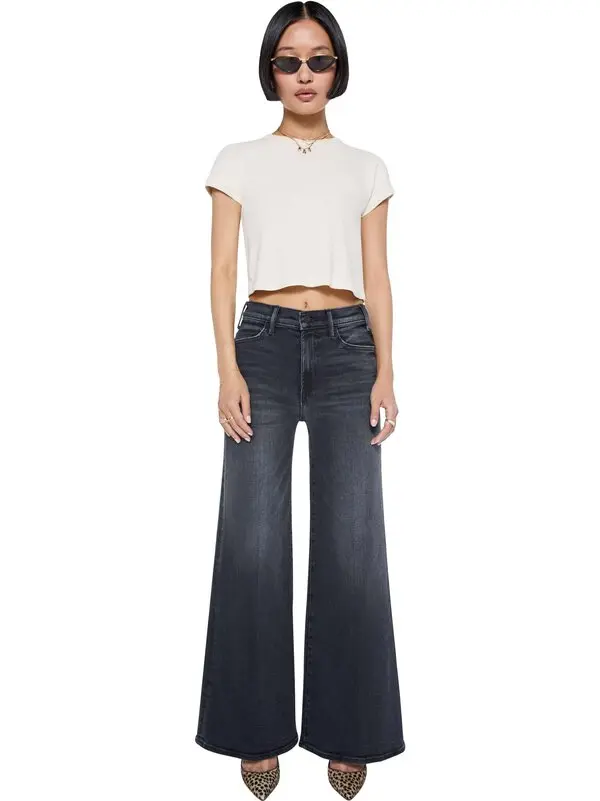 MOTHER Petites The Lil Hustler Roller Sneak Jeans - Black