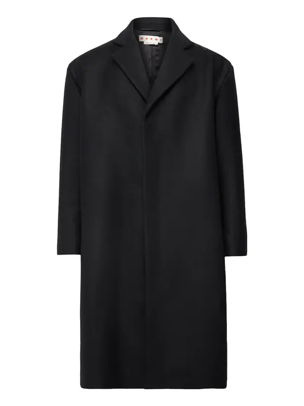 Marni Oversized Logo-embroidered Virgin Wool-felt Coat - Black
