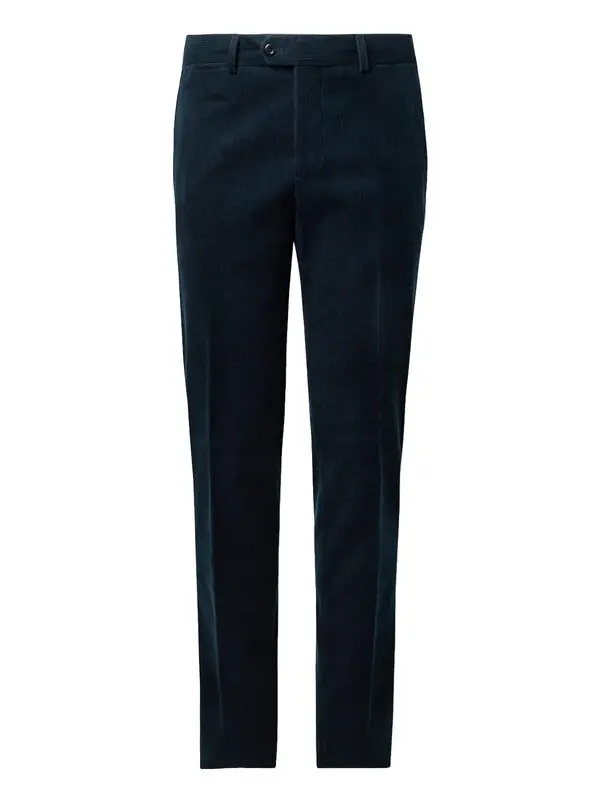 Rubinacci Modluca Straight-leg Cotton-corduroy Trousers - Blue