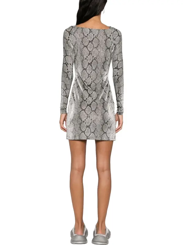Coperni Lurex Snake-print Mini Dress - Grey