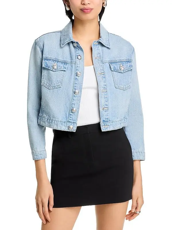 L'Agence Koda Cropped Denim Jacket - Fontana