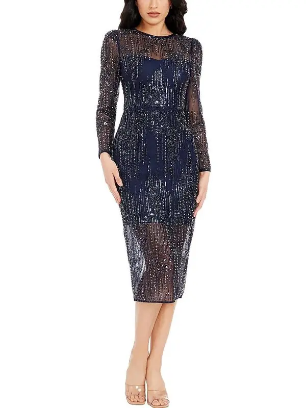 Dress The Population Sophia Midi Dress - Midnight Blue Multi