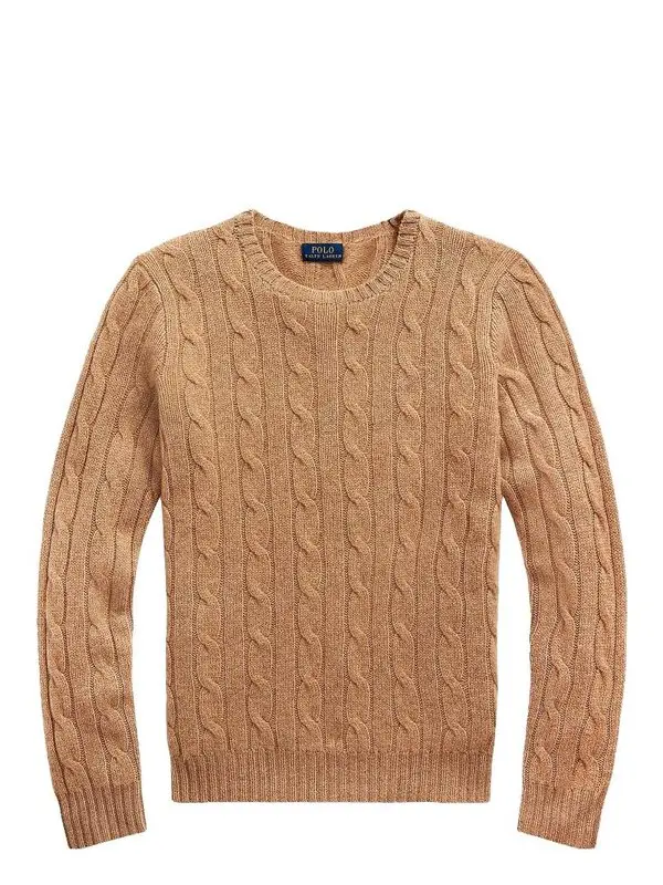 Polo Ralph Lauren Cashmere Cable-knit Crewneck Sweater - Camel Melange