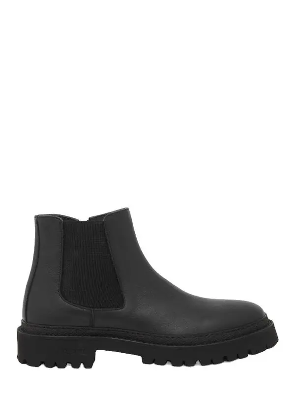 POLLINI M. Leather Ankle Boots - Black